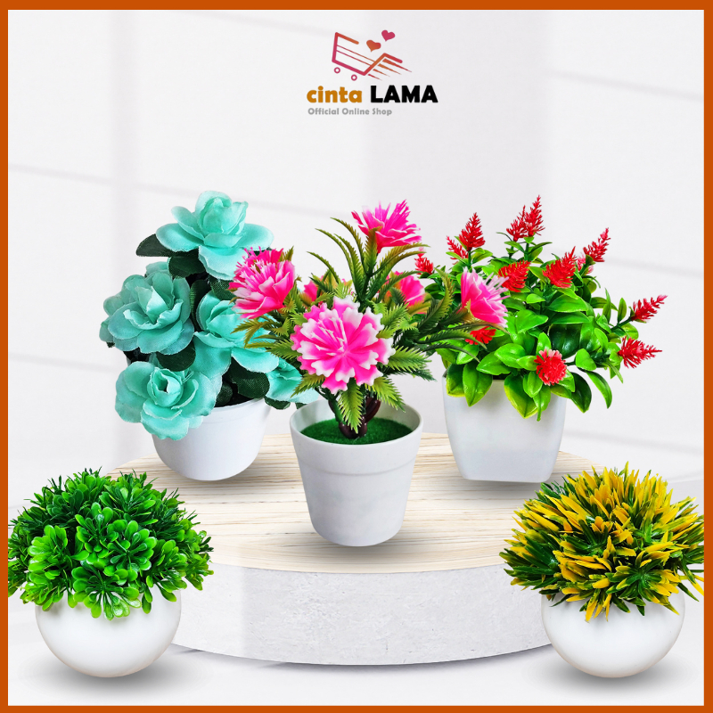 Jual Tanaman Artificial Bunga Hias Pot Kecil Plastik Ornamen Dekorasi ...