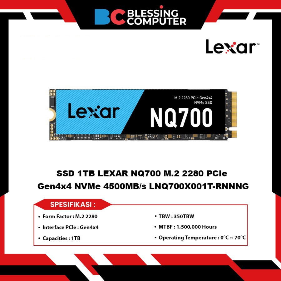 Jual SSD 1TB LEXAR NQ700 M.2 2280 PCIe Gen4x4 NVMe 4500MB/s LNQ700X001T ...