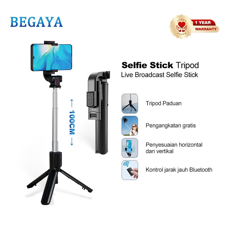 Jual BEGAYA Tongsis Tripod Bluetooth 100cm Fill light Tongsis Tripod ...