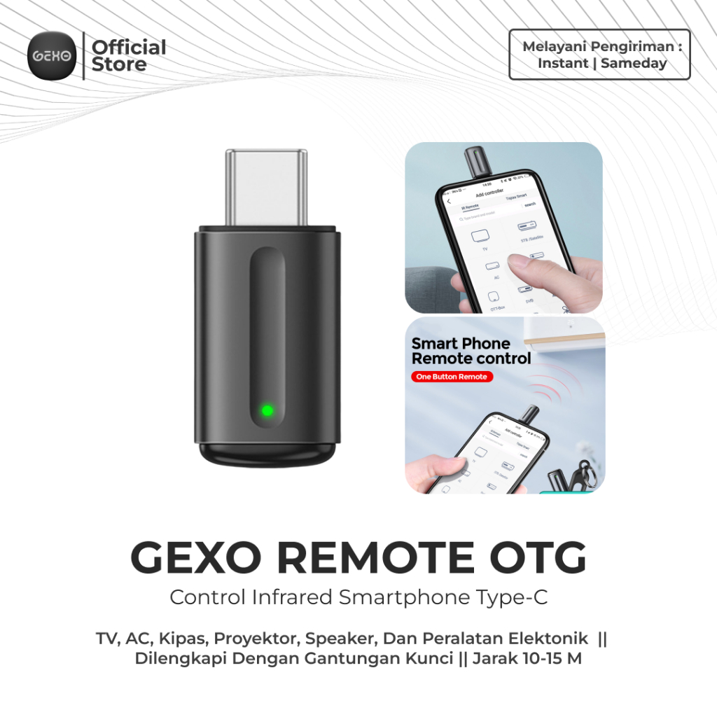 Jual Gexo OTG Remote Control Infrared Smartphone Type C for TV AC ...