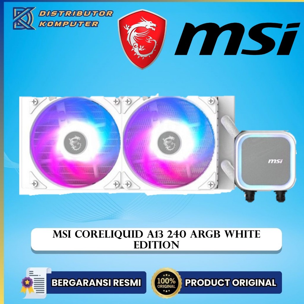 Jual MSI CPU COOLER MAG CORELIQUID A13 240 ARGB WHITE EDITION LIQUID ...
