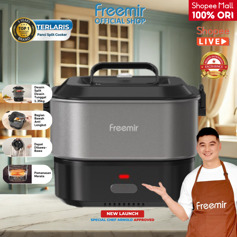 Jual [Chef Arnold Approved] freemir Panci Listrik Portable 900W Foodgrade Anti Lengket Split ...