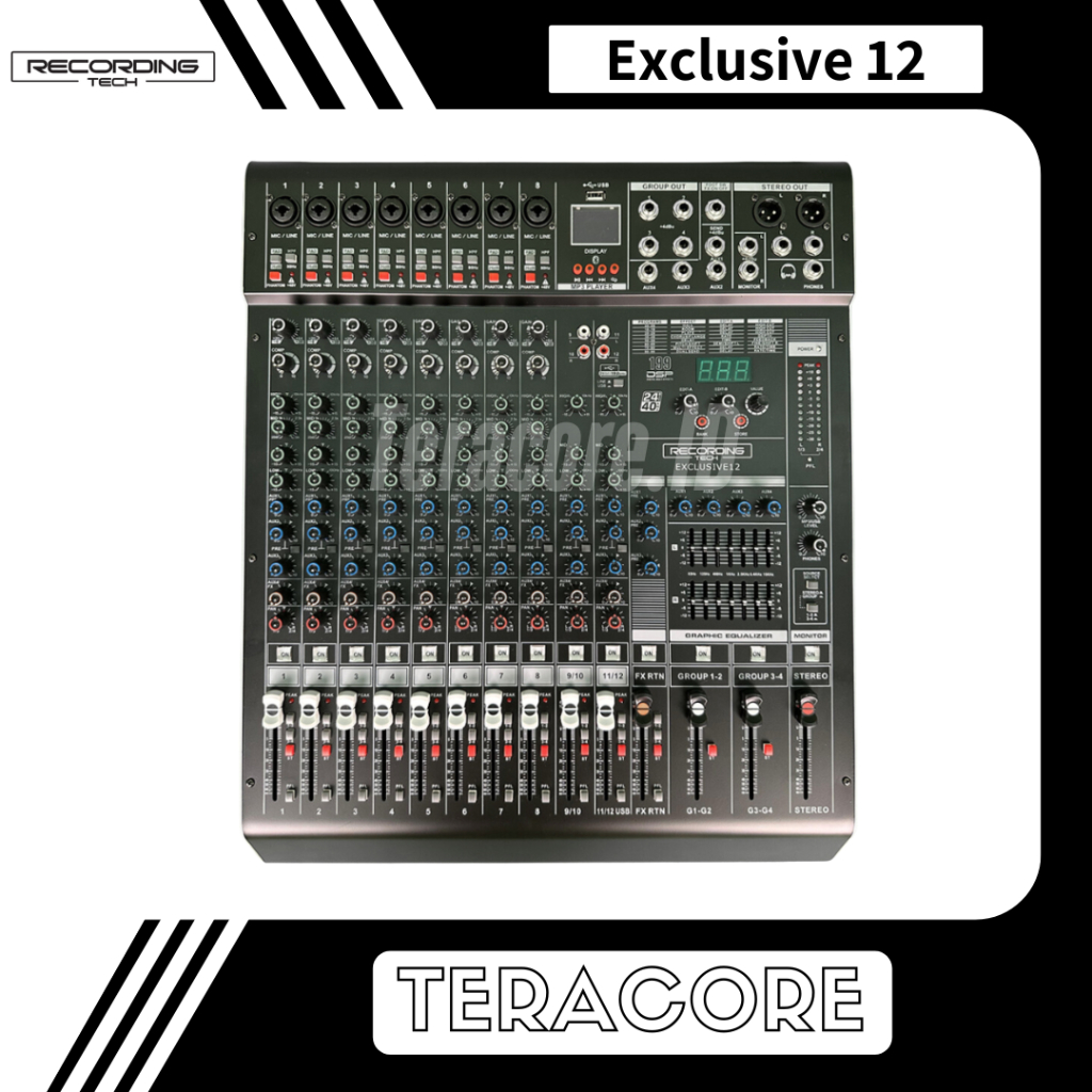 Jual Recording Tech Exclusive 12 Mixer Audio 12 Channel 8 Input Analog ...