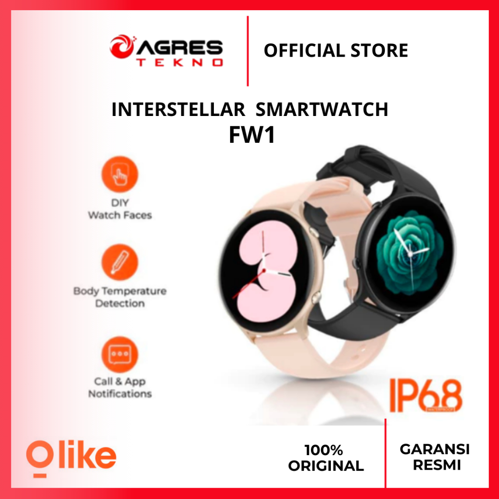 Jual OLIKE Smartwatch FW1 Custom Watch Face Touch Waterproof Health ...