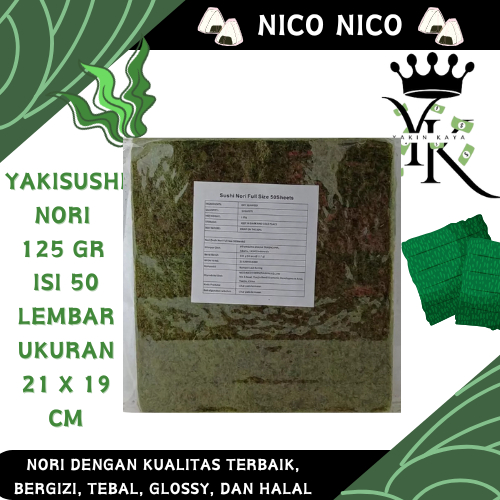 Jual NORI 50 LEMBAR YAKI SUSHI (HALAL) & NORI 50 SHEETS RUMPUT LAUT PANGGANG ROASTED = NICO NICO ...