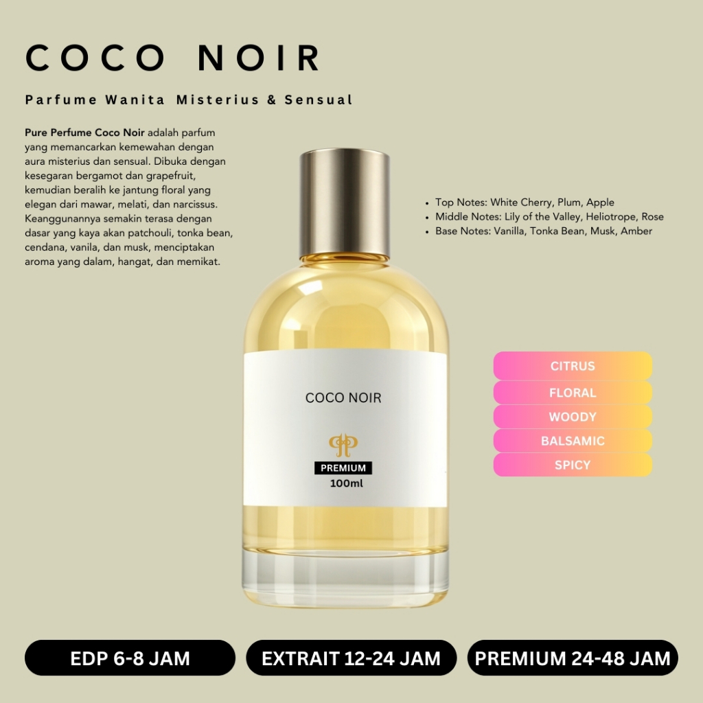 Jual Pure Perfume Coco Noir, Parfum Wangi Misterius & Sensual | Shopee ...