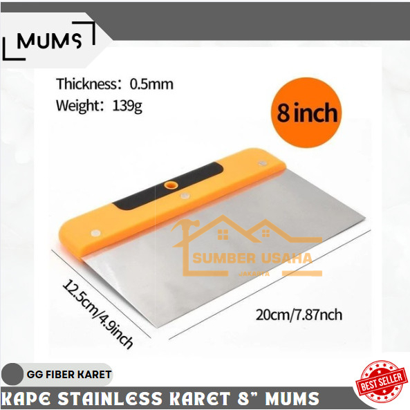 Jual Kape Stainless gagang fiber karet Knife 8 inch Scraper Dempul 20cm ...