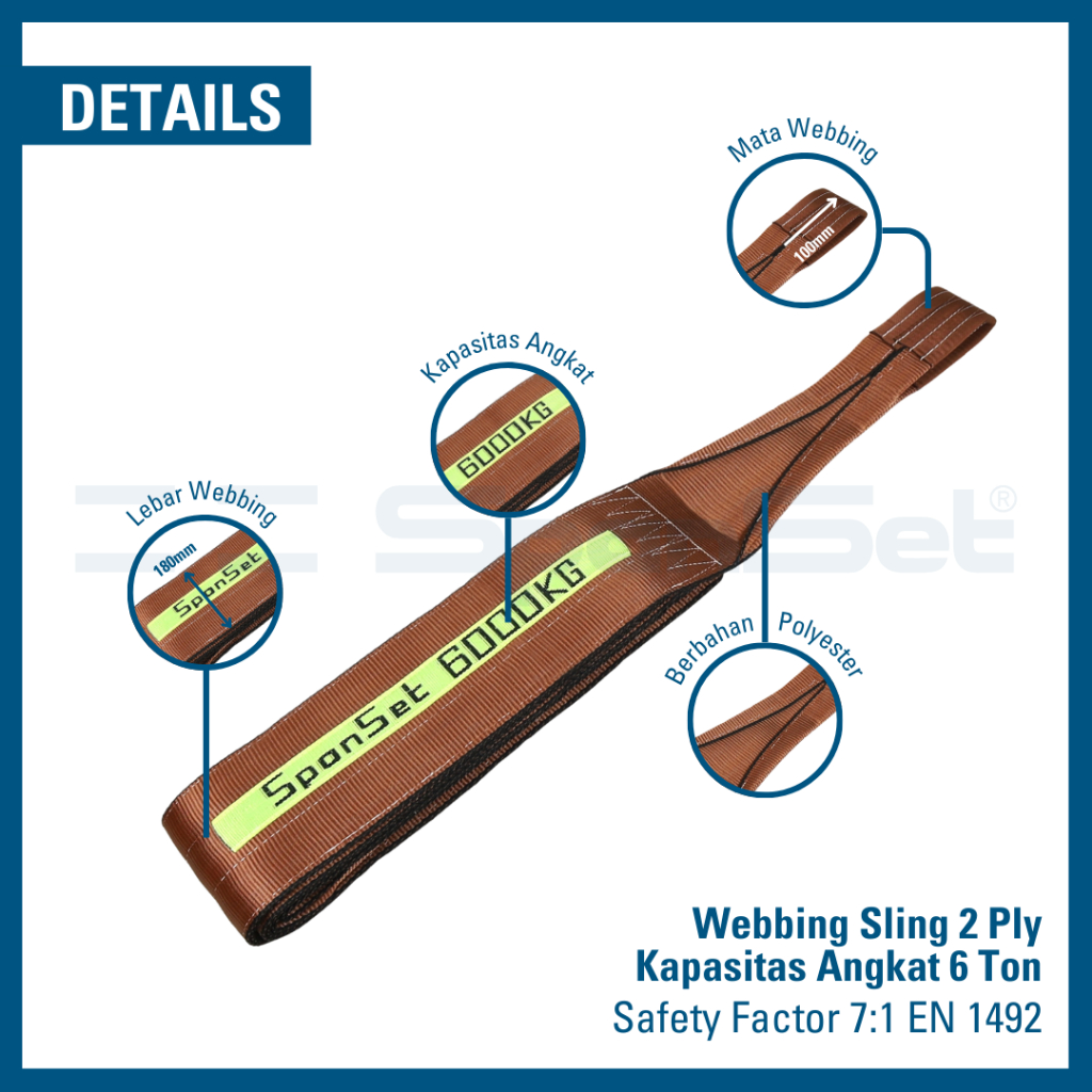 Jual Webbing Sling 2Ply B6000-5Mtr Kapasitas 6 Ton, Panjang 5 Meter ...