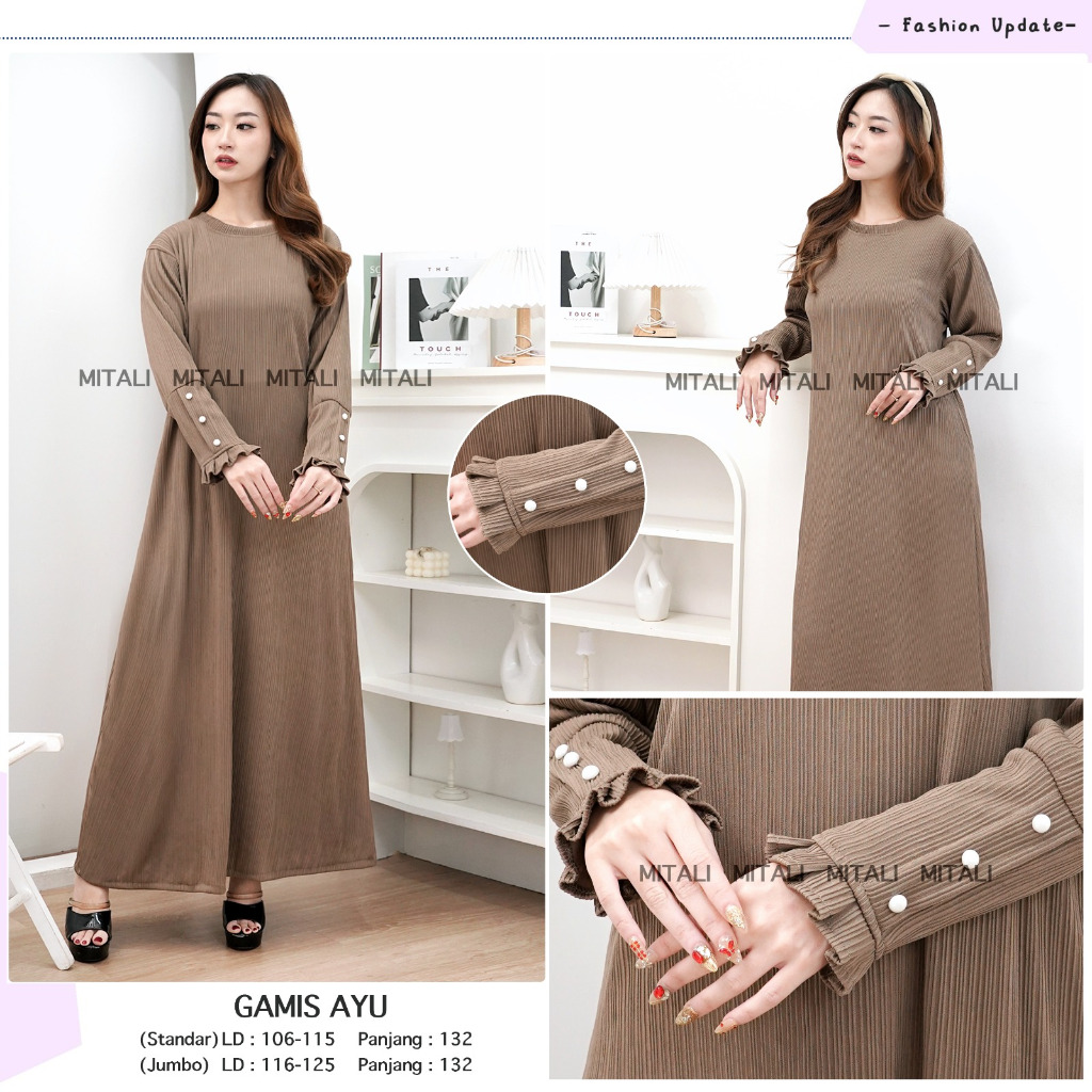 Jual D - Promo Paket Gamis Ayu Ruffle Kancing Tangan Knit Condru [READY ...