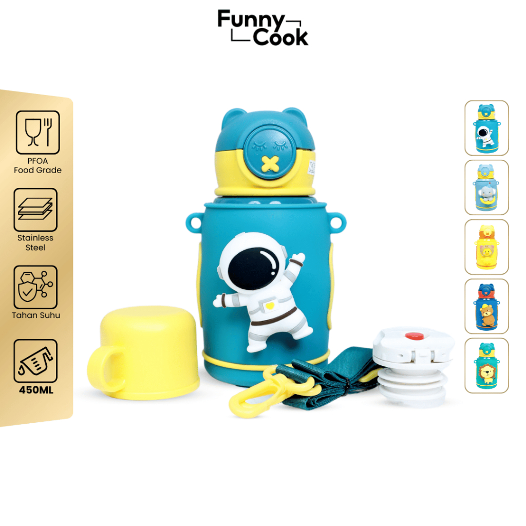Jual FUNNYCOOK Tumbler Anak Stainless Steel 316 Motif Astronot Botol Minum Tahan Panas dan ...