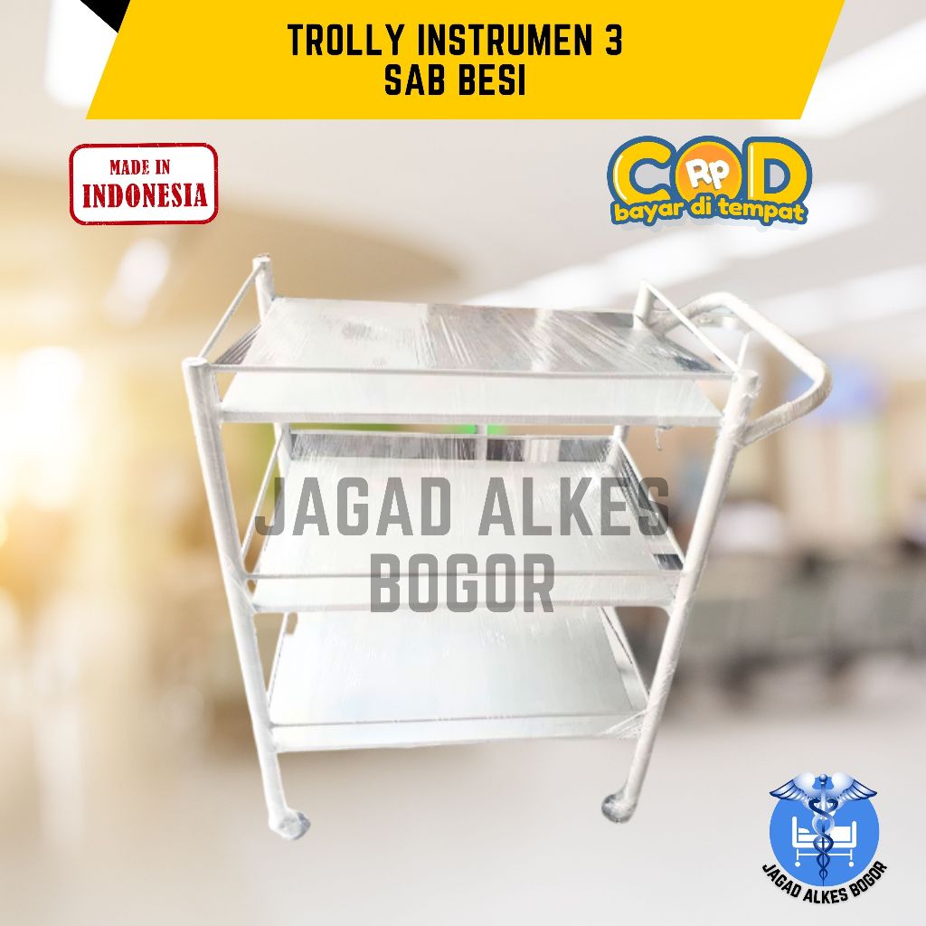 Jual Troli Instrumen 3 Susun | Trolley Tindakan Instrument 3 Rak ...