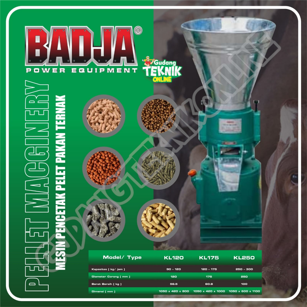 Jual Mesin Pelet Pellet BADJA KL-175 ROLLER 3 / Mesin Cetak Pembuat ...