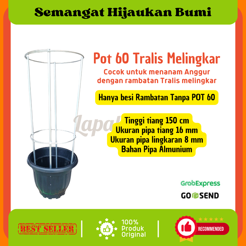Jual Tiang dan Lingkaran Rambatan anggur Tralis Melingkar (Untuk Pot 60 ...