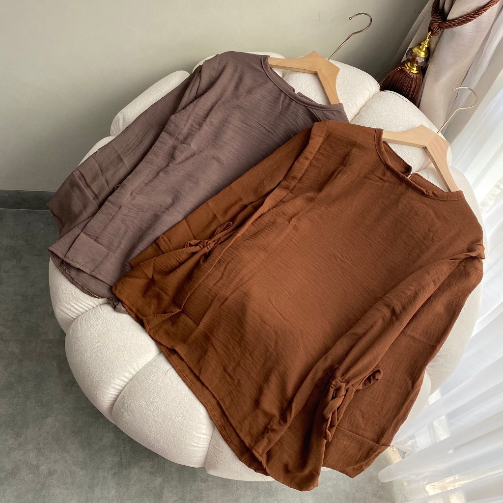 Jual Leoni Blouse Crinkle Airflow LD110 - Blouse Airflow Basic Ruffle ...