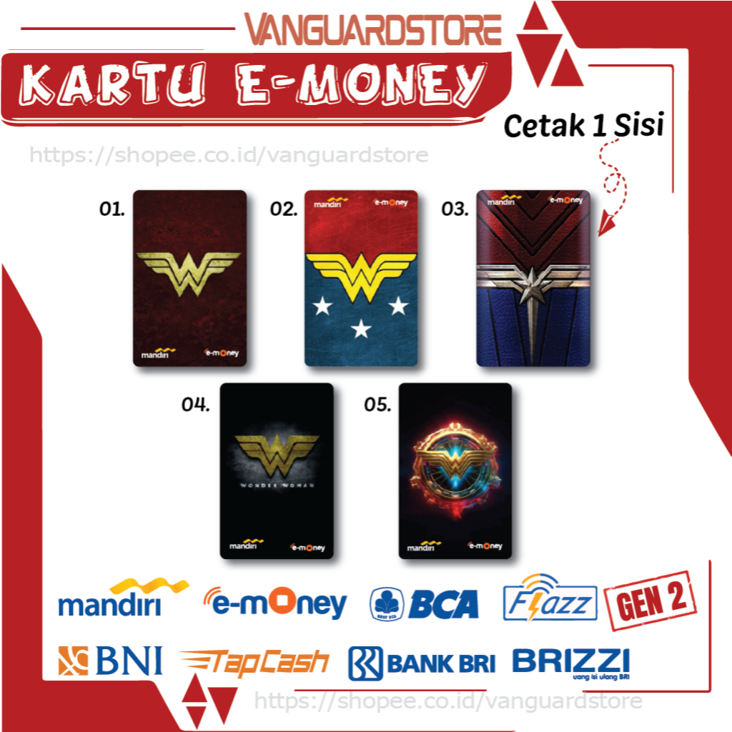 Jual KARTU E MONEY E TOLL SUPERHERO LOGO WONDER WOMAN 27 EMONEY MANDIRI ...