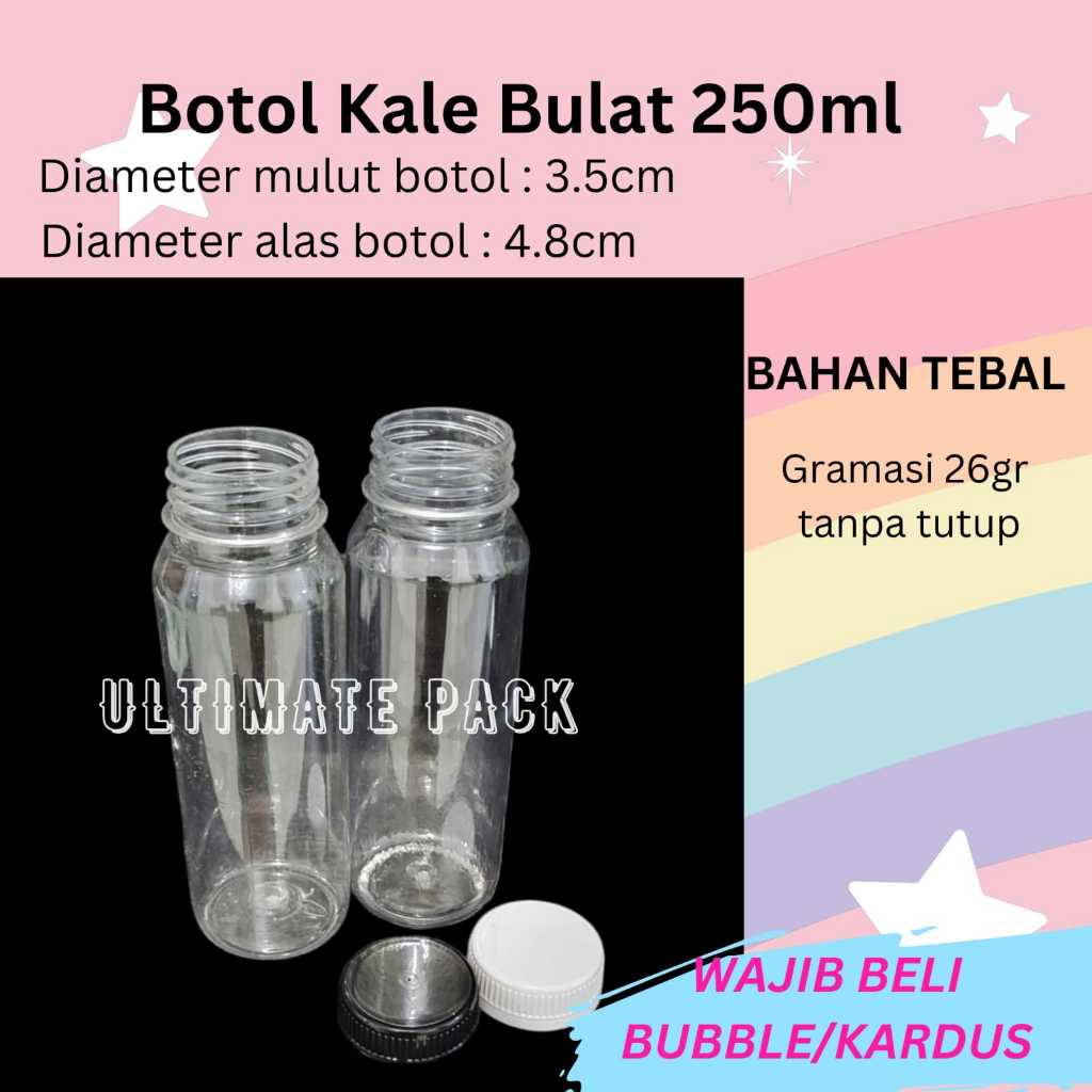 Jual Botol Kale Bulat 250ml TEBAL (10PCS)/Botol Jus/Botol Minuman ...