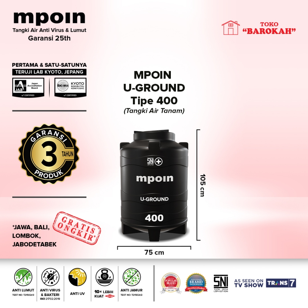 Jual MPOIN U400 350L U-GROUND SERIES TANDON AIR/TOREN AIR/TANGKI AIR | Shopee Indonesia