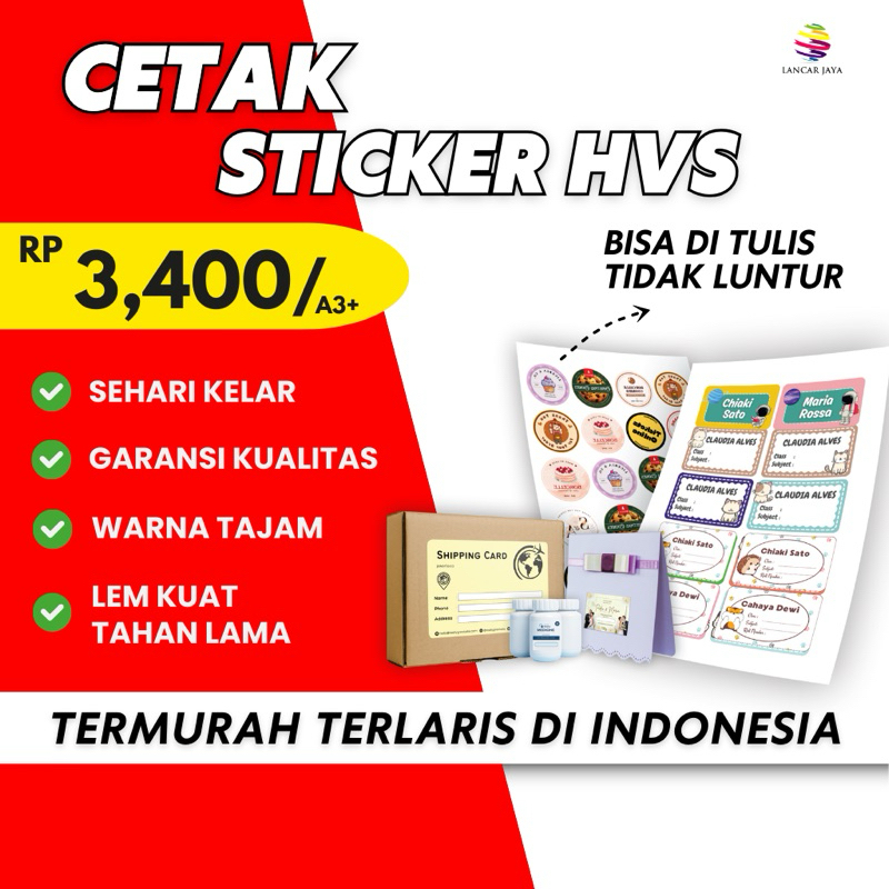 Jual CETAK STICKER HVS MURAH || CETAK CEPAT || STIKER HVS A3+ | Shopee ...