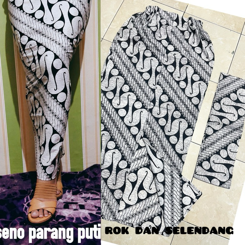 Jual ROK SPAN SET SELENDANG PUTIH KAMEN JADI BATIK VIRAL BAWAHAN BATIK ...
