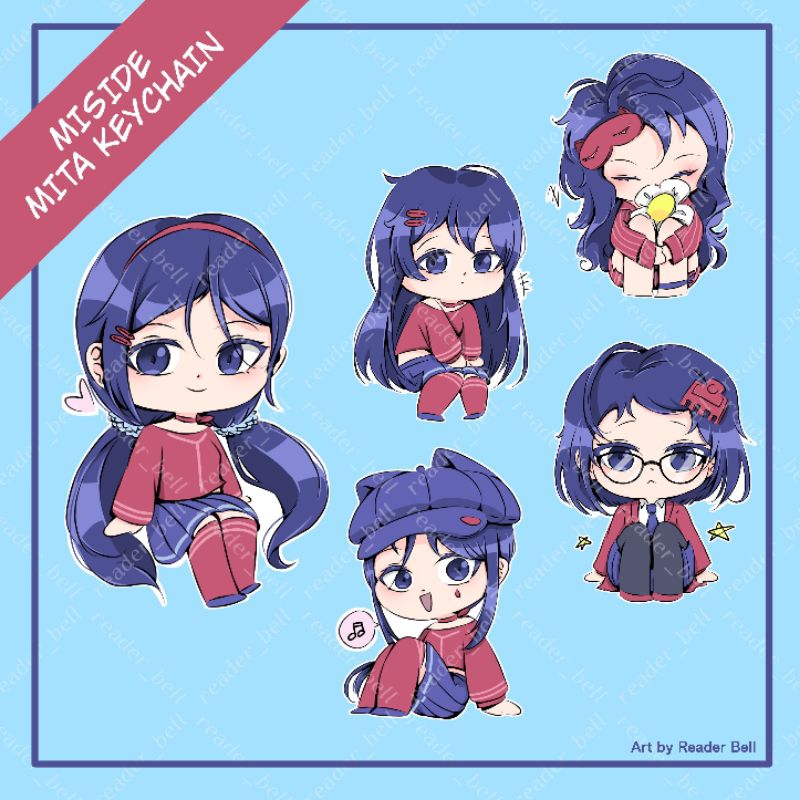 Jual Fanmerch - "Miside" Mita Keychain - Crazy Mita, Kind Mita, Sleepy Mita, Cappy, Mila ...