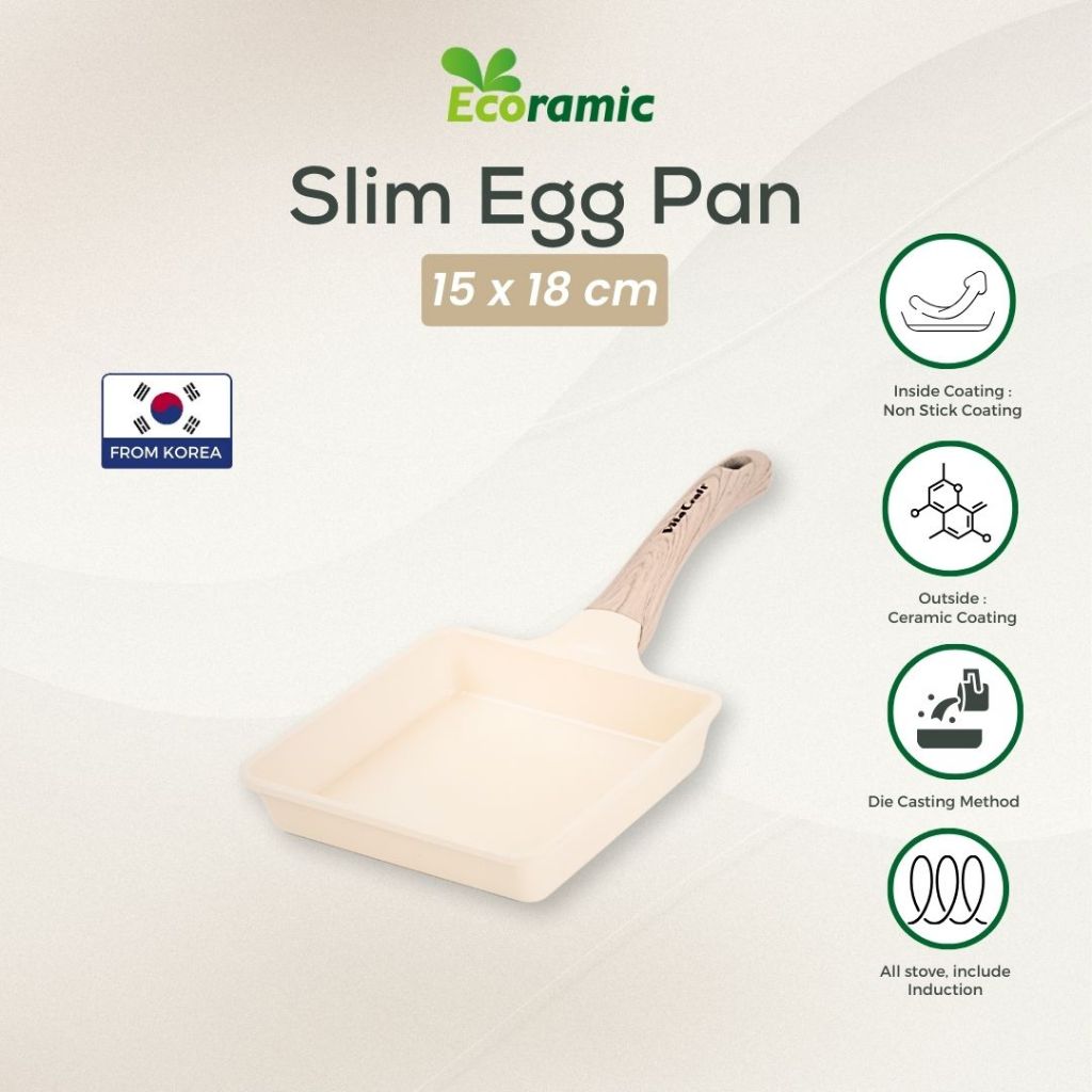 Jual Ecoramic Slim Egg Pan 15X18cm IH - Tamagoyaki pan Wajan Telur Anti ...