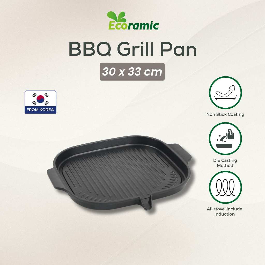 Jual Ecoramic SV Barbeque Grill Pan IH 30X33cm - BBQ Grill Wajan Pemanggang Non Stick & Tahan ...
