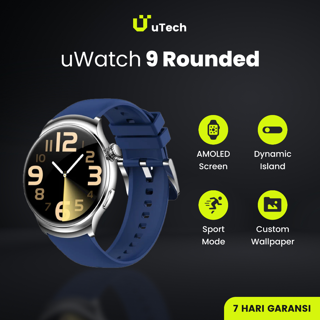 Jual uWatch Series 9 Rounded Smartwatch Amoled Display Dynamic Island ...