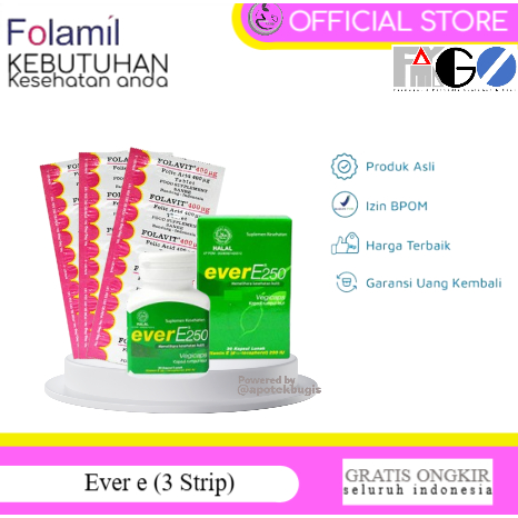 Jual Paket Ever E 250 30 Tablet Folavit Nutrisi Promil Asam Folat paket ...