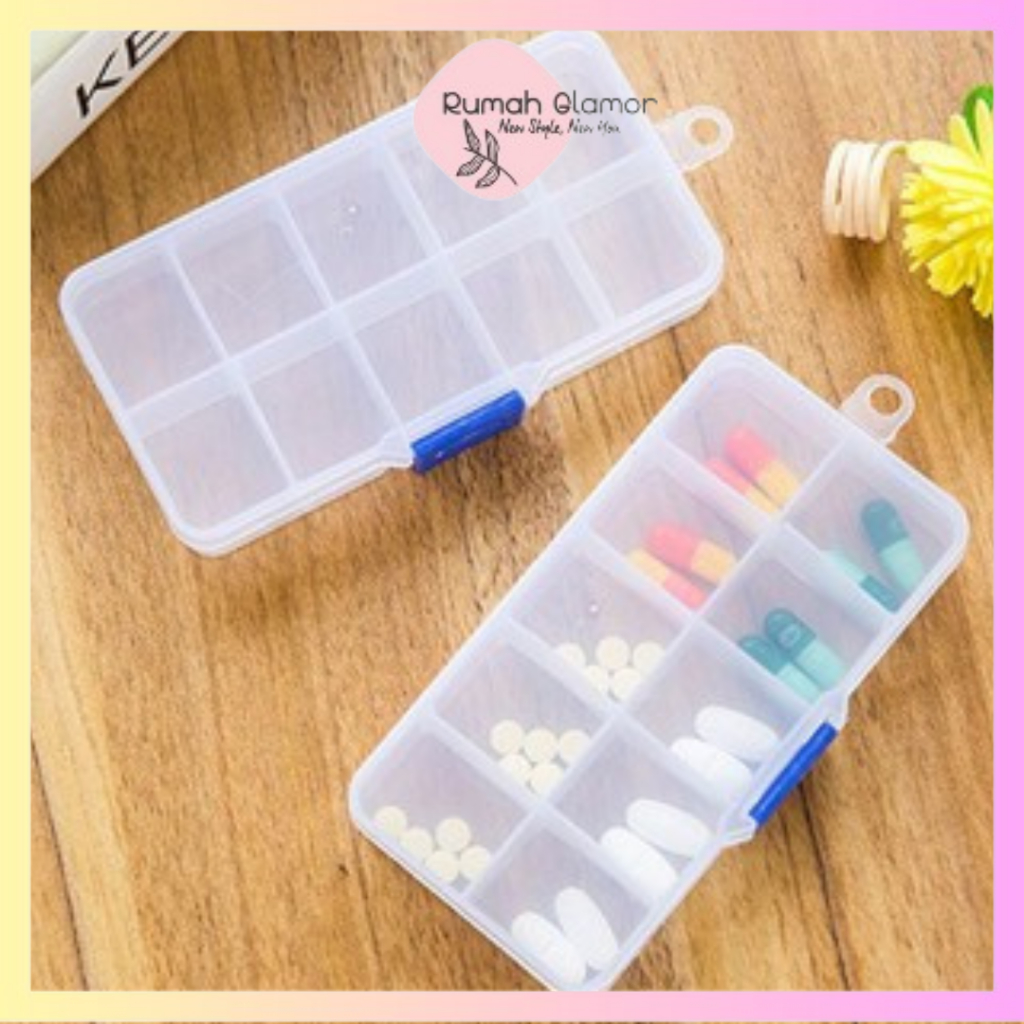 Jual Kotak Obat 10 Sekat Plastik Tempat Kotak Penyimpanan Manik Kancing ...