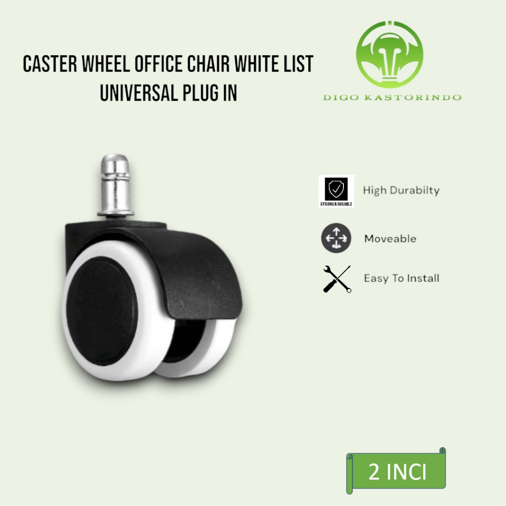 Jual Roda Kastor Tancap Kursi Kantor List Putih 2 Inci Caster Wheel ...