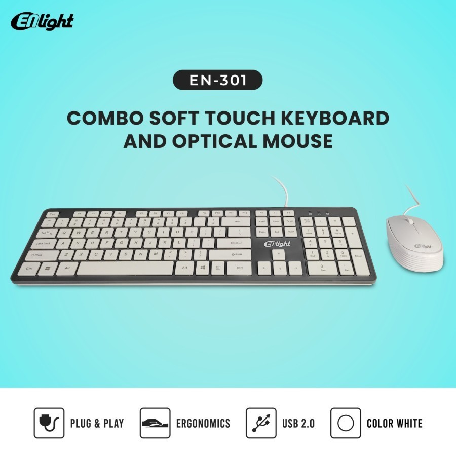 Jual Mouse Keyboard Enlight EN-301 Combo Soft Touch Keyboard and ...