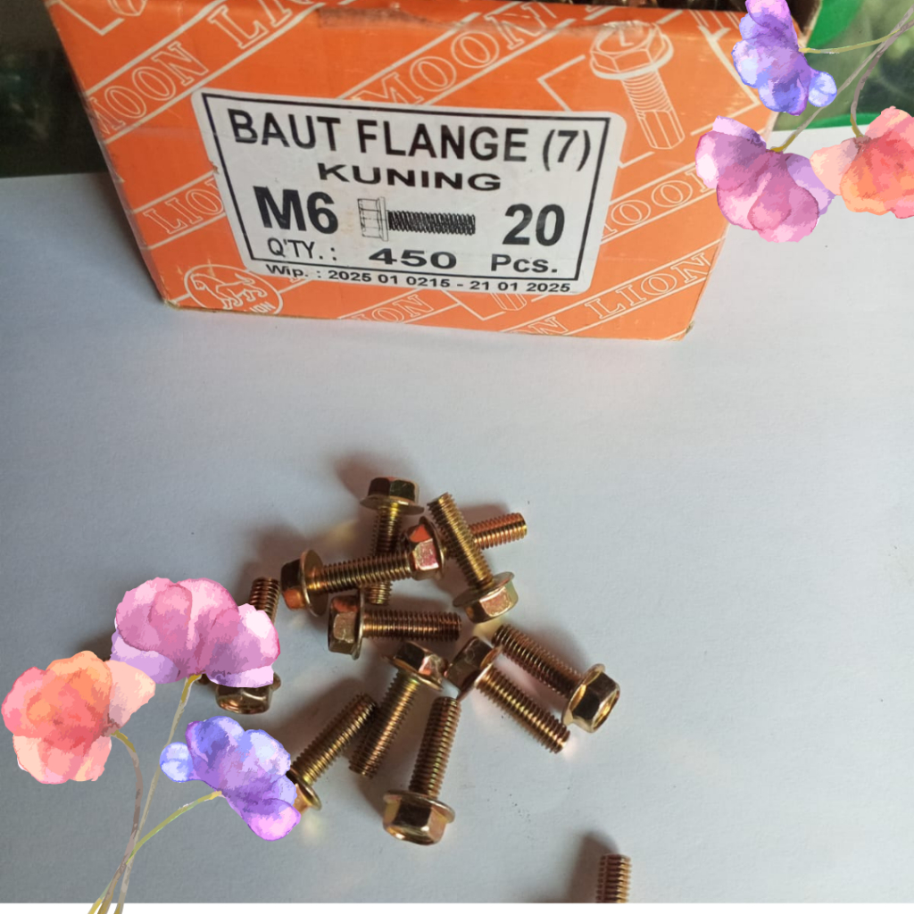 Jual FLANGE BOLT M6 X 20 BAUT TOPI M6 X 20 Baut Topi Baut Blok CVT KUNING MOONLION | Shopee ...