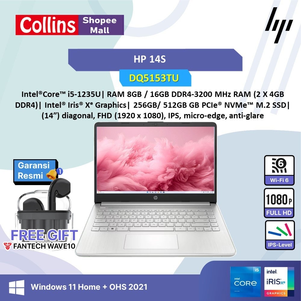 Jual Laptop HP 14S DQ5153TU Intel Core I5 1235 RAM 8GB SSD 256GB W11 ...