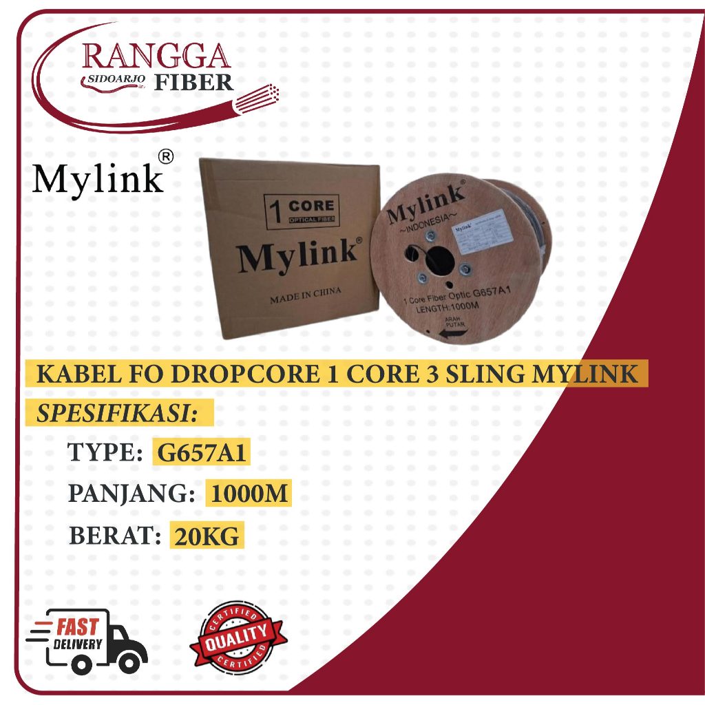 Jual KABEL FO DROPCORE 1 CORE 3 SLING MYLINK 1000M TYPE CORE G657A1 ...