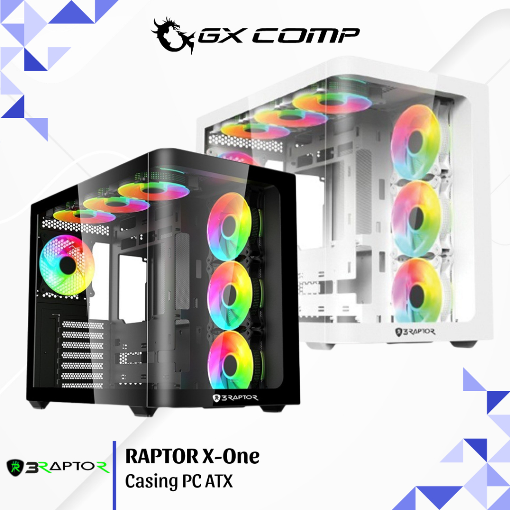 Jual Raptor X One Dual Chamvber Black / White - Casing PC ATX - Case ...