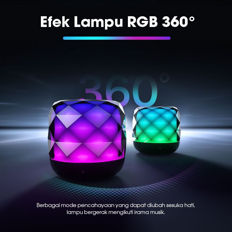 Jual ACOME A22 Mini Speaker Super Bass Bluetooth 5.3 Pola Kristal RGB ...