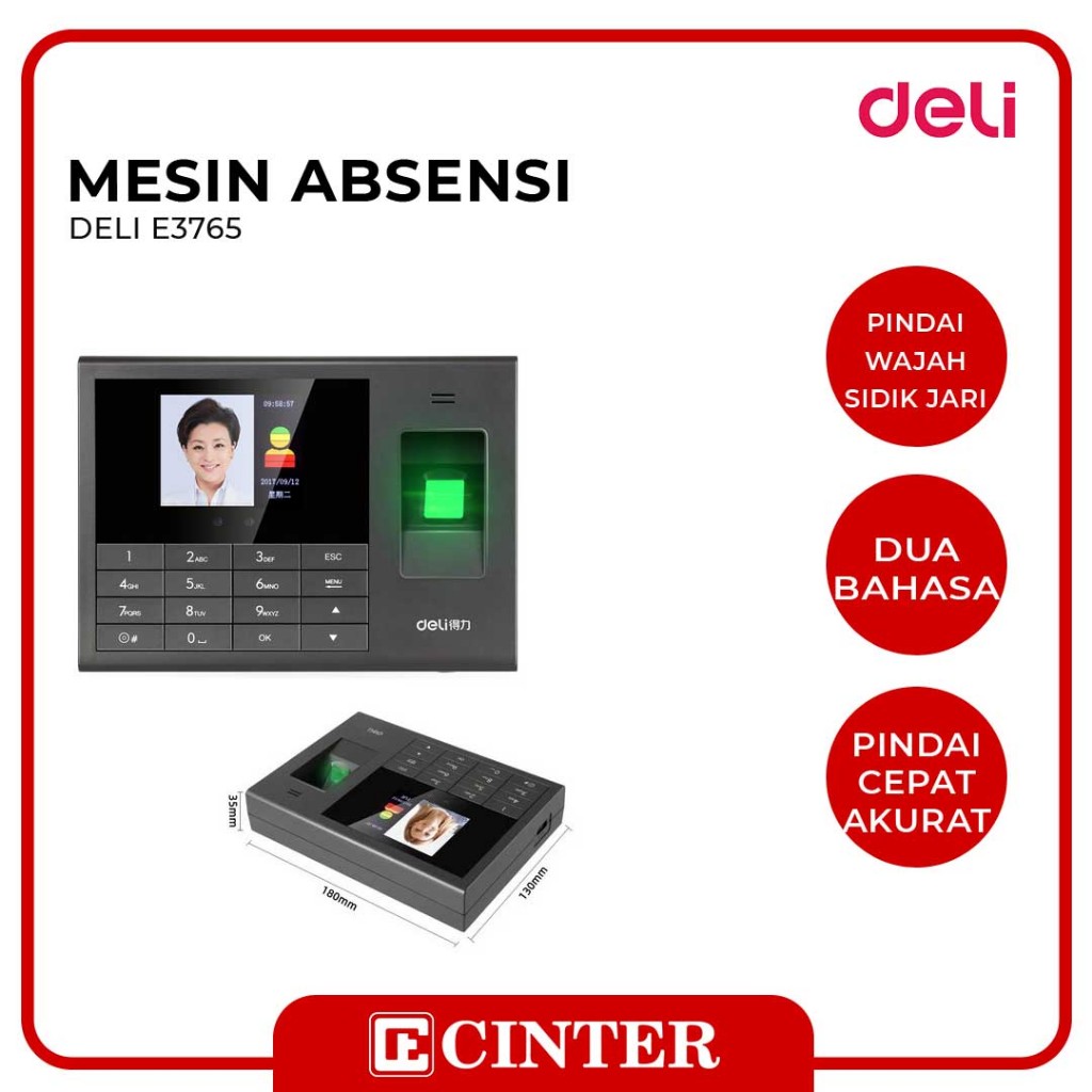 Jual DELI - MESIN ABSENSI / MESIN CEKLOK DELI E3765 FACE RECOGN ...