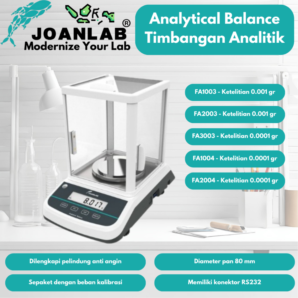 Jual JOANLAB Timbangan Analitik Analytic Balance Ketelitian 0.001/0.0001 gram Kapasitas 100/200 ...