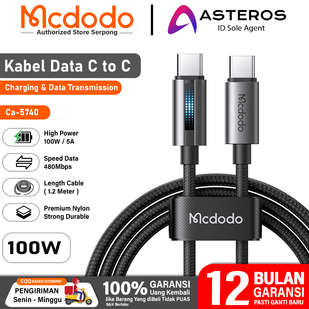 Jual MCDODO Kabel Data Type C to Type C LED Indicator Fast Charging ...
