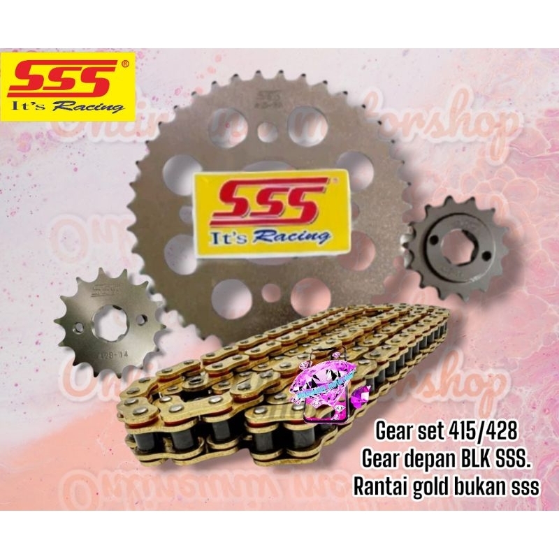 Jual gear gir set sss 428 rantai gold rxz /vega /vega r / mx old / jupi mx new 135 / rx king ...