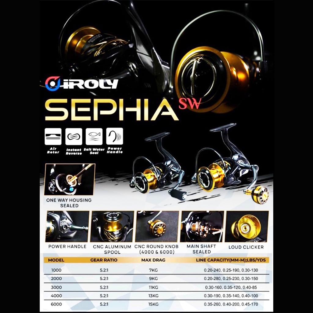 Jual Reel Iroly Sephia SW CARBON 1000 2000 3000 4000 | Shopee Indonesia