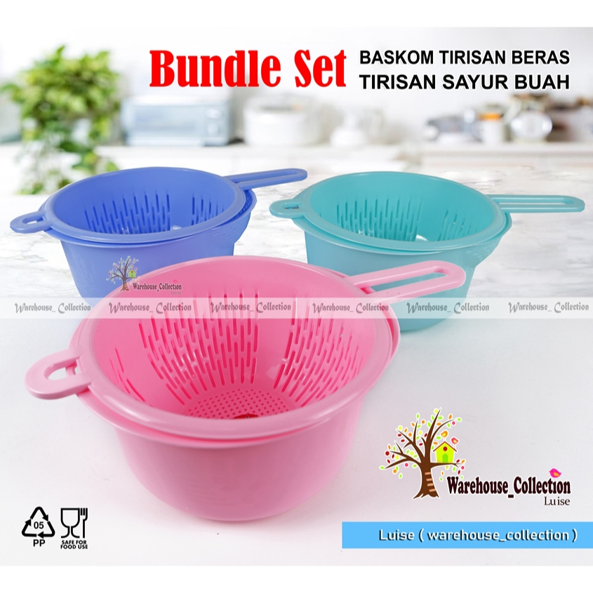 Jual (BUNDLE 2 IN 1) Waskom Cuci Beras + Saringan Cuci Sayur dan Buah ...