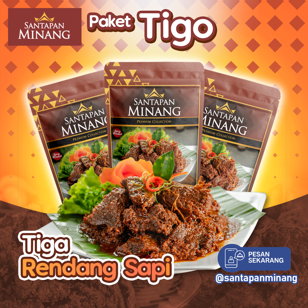 Jual Paket Tigo Rendang Daging Sapi Asli Khas Padang Santapan Minang | Shopee Indonesia