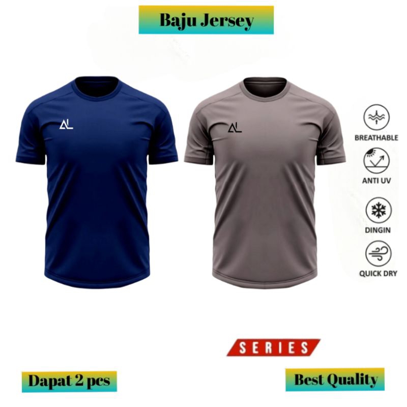 Jual 2 pcs Baju Jersey Kaos Olahraga Pria Sport Futsal Lari Voly Gym ...
