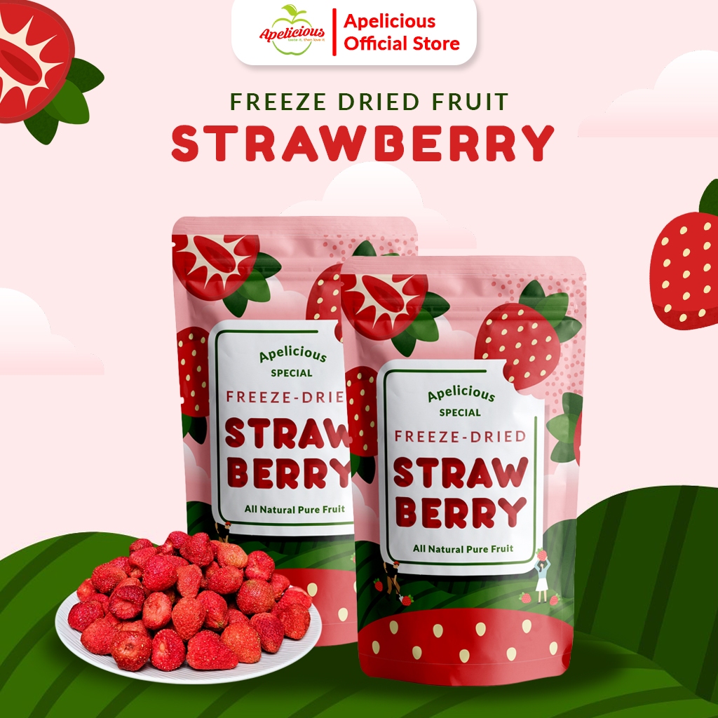 Jual APELICIOUS Freeze Dried Strawberry - Keripik Buah Strawberry Kering -Food, Snack | Shopee ...