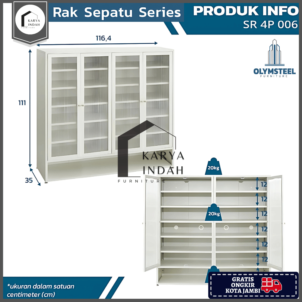 Jual Rak Sepatu Besi OLYMSTEEL OLYMPIC SR006 4 Pintu Tempat Penyimpanan Sepatu | Shopee Indonesia