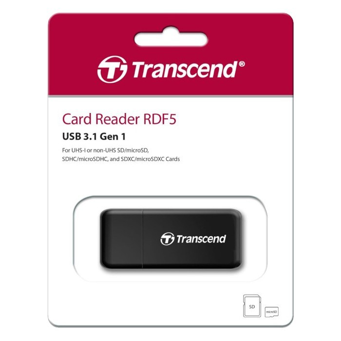 Jual TRANSCEND CARD READER RDF5 - SD, MICROSD USB 3.0 | USB 3.1 - BLACK ...
