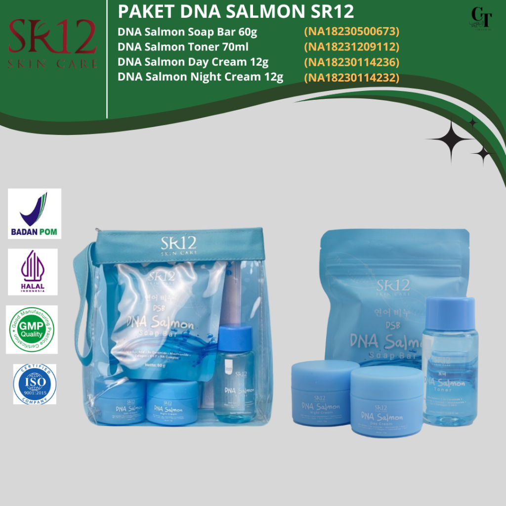 Jual PAKET SKINCARE DNA SALMON SR12 | SKINCARE BPOM HALAL | PENCERAH WAJAH | Shopee Indonesia