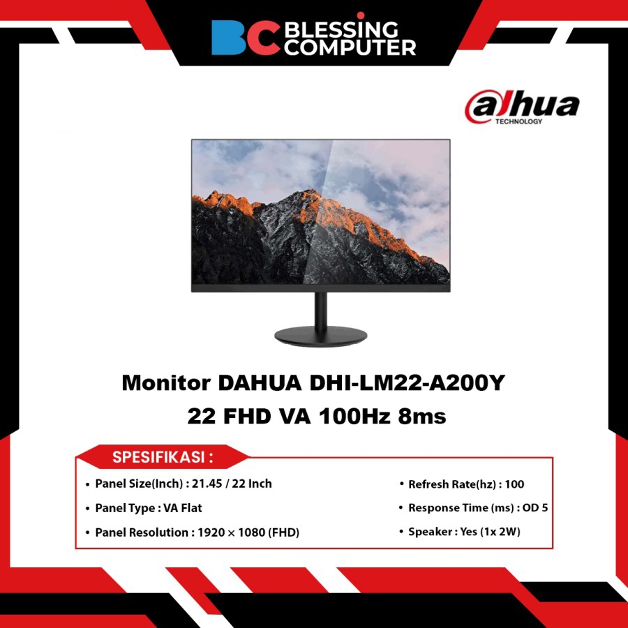 Jual Monitor DAHUA DHI-LM22-A200Y 22 FHD VA 100Hz 8ms | Shopee Indonesia