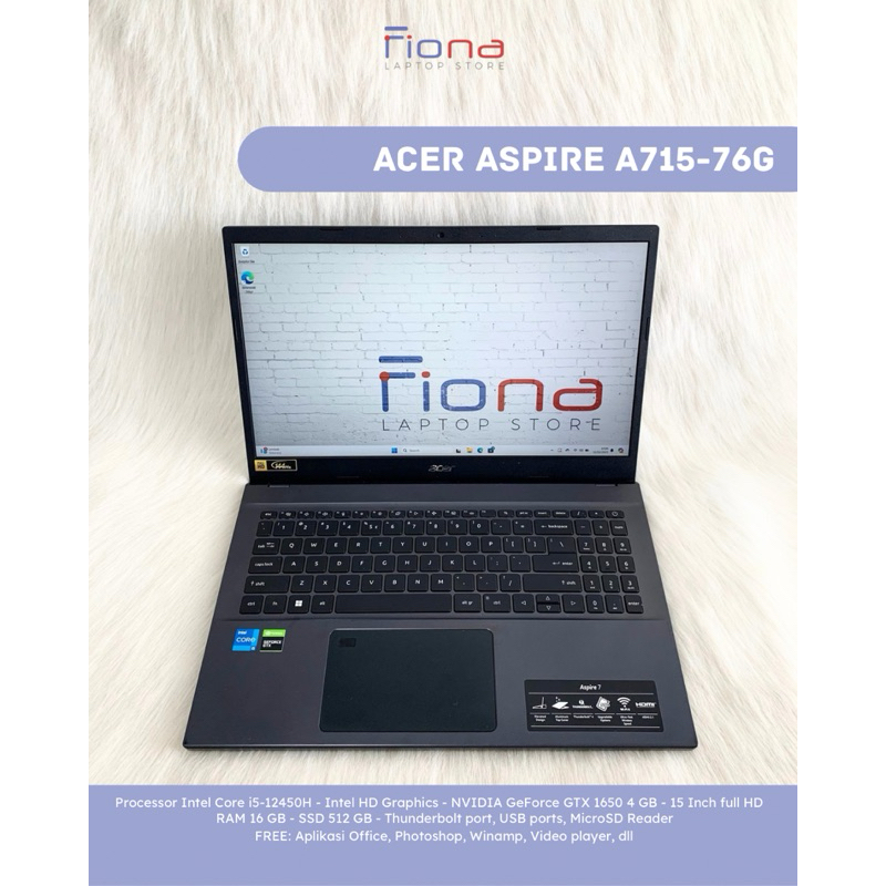 Jual Laptop Gaming ACER ASPIRE A715-76G Intel Core i5 Gen 12 Ram 16Gb ...